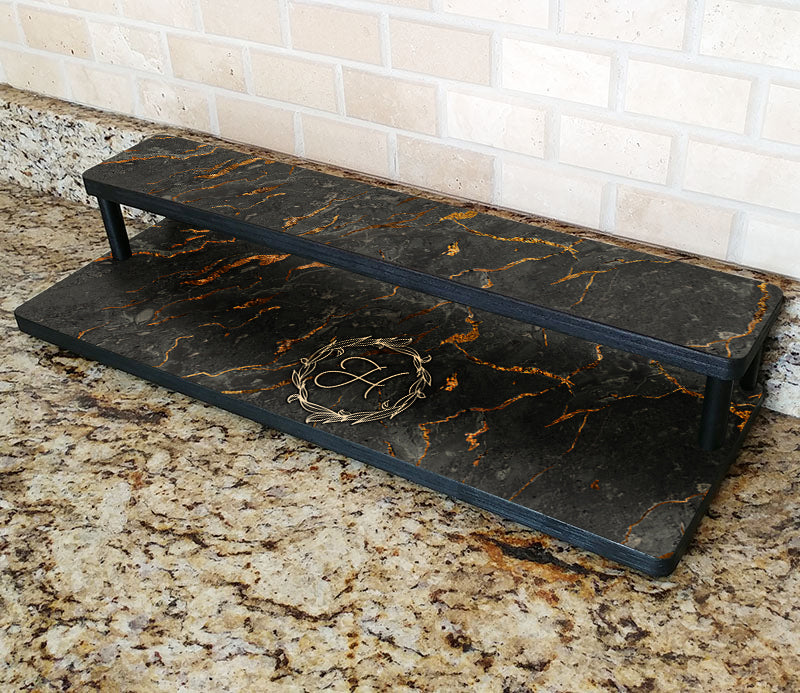 Custom Counter Caddies™ - "Marble Monogram" Themed Artwork - Straight ...