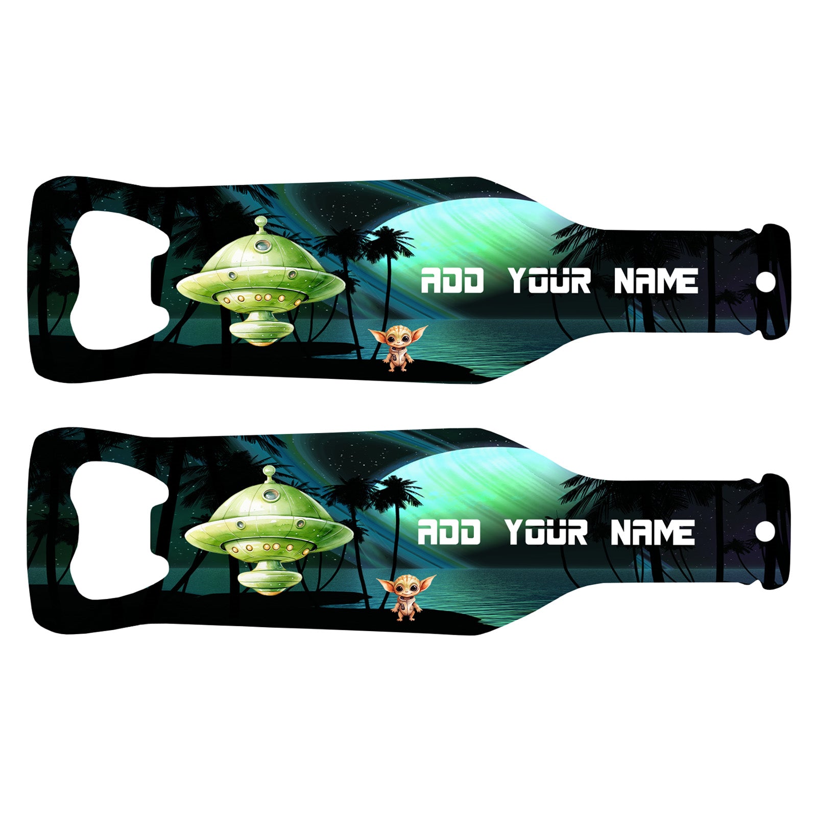 Customizable Bottle Shaped Bottle Opener - Add Your Name - Alien – Bar ...