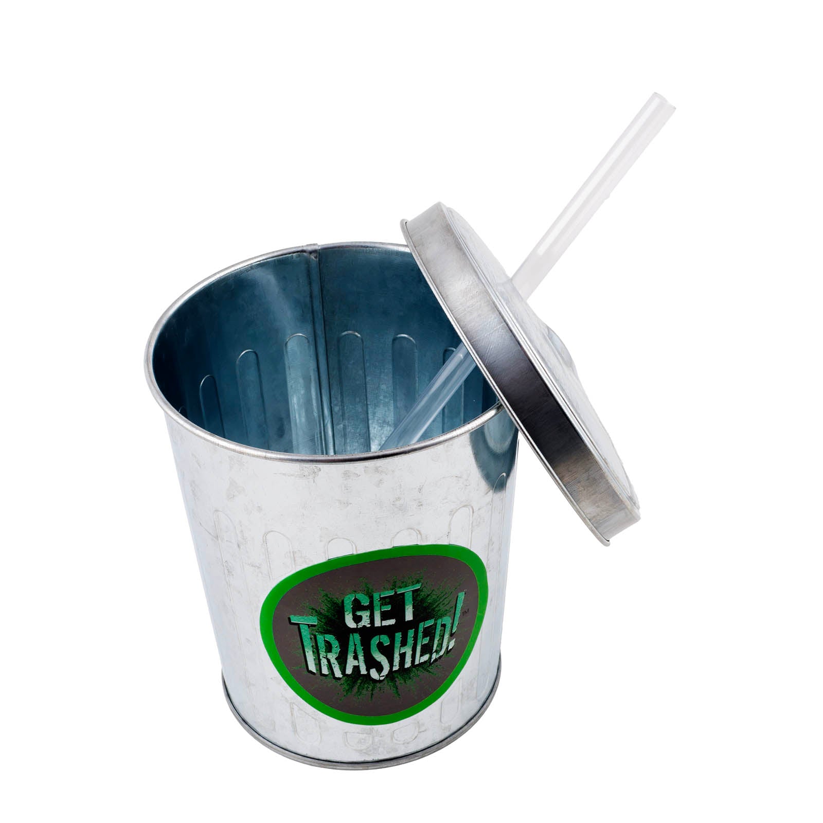 Metal Trash Can Drinking Cup w/ Straw and Lid - 30oz – Bar Supplies