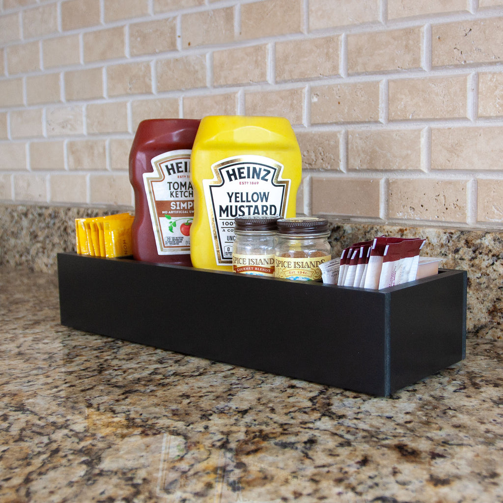 Wooden Condiment Caddy - Black Stain – Bar Supplies