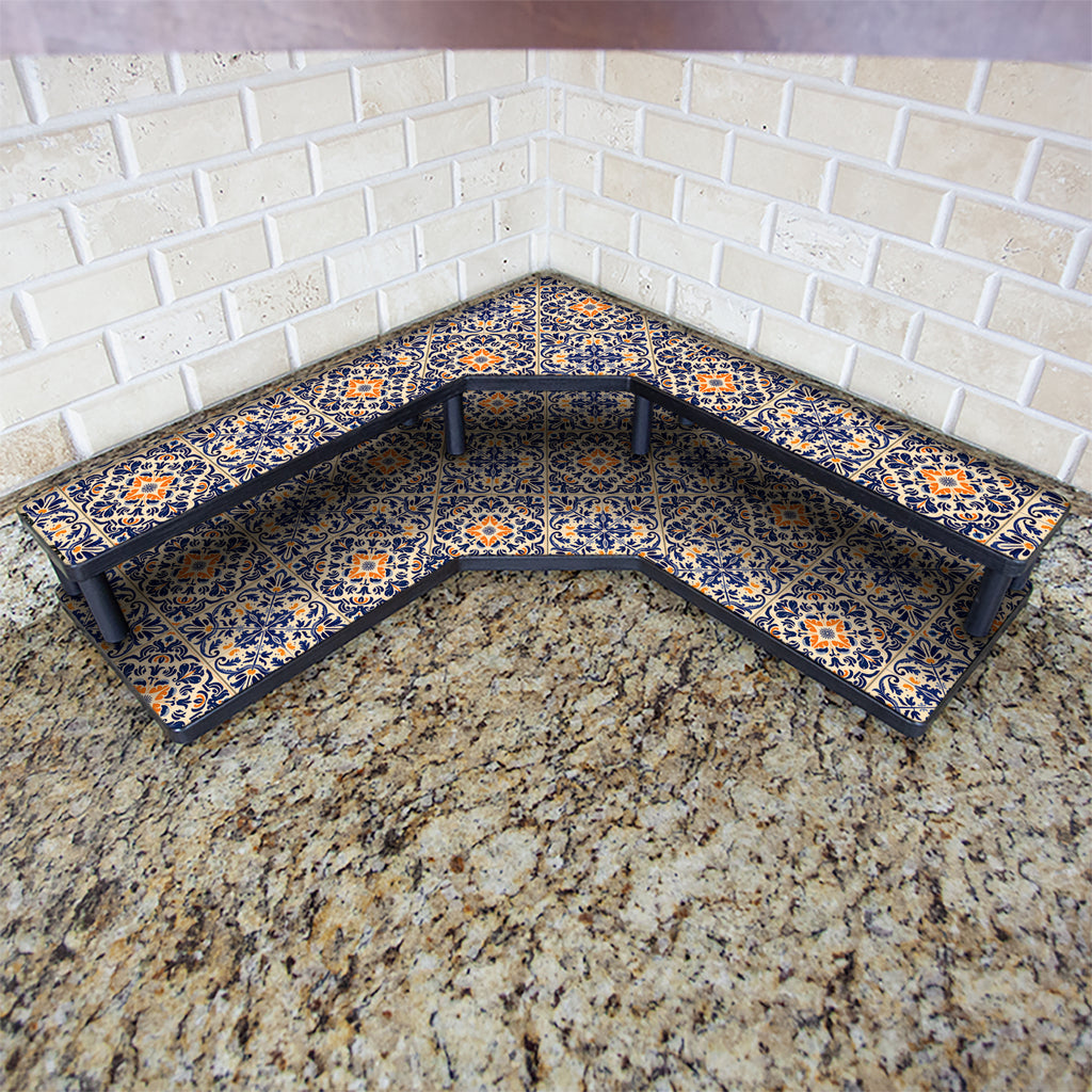 Counter Caddies™ - "Blue Floral Tiles" Themed Artwork - Multiple Size ...