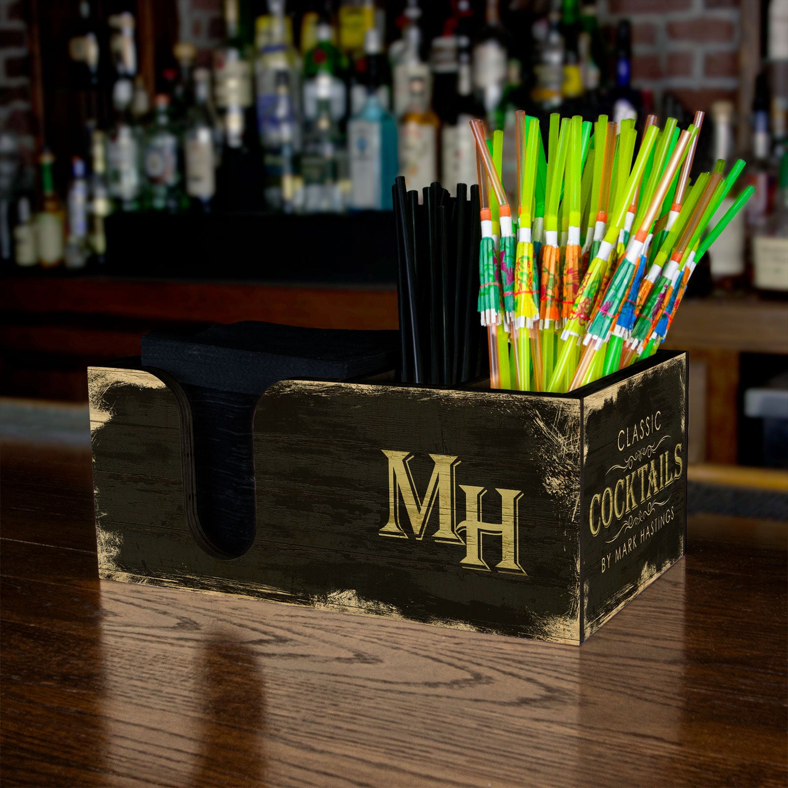 Customizable Bar Top Napkin Caddy - Classic Cocktails – Bar Supplies