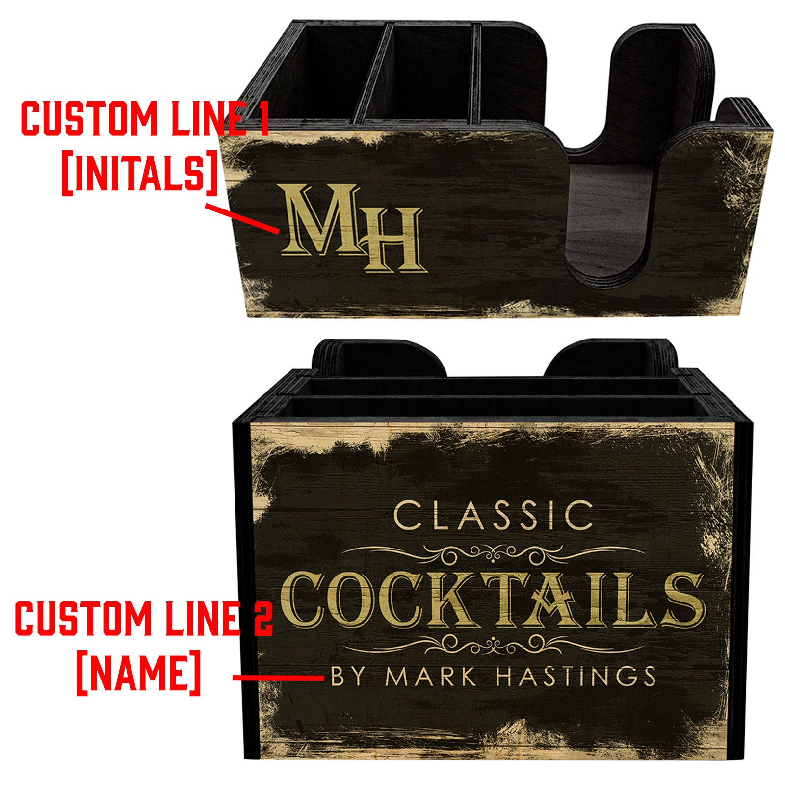 Customizable Bar Top Napkin Caddy - Classic Cocktails – Bar Supplies