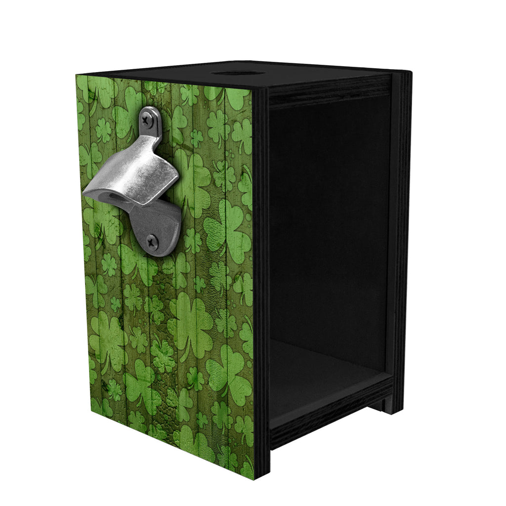 Wooden Bottle Cap Holder Box with Metal Bottle Opener - Black Stain ...