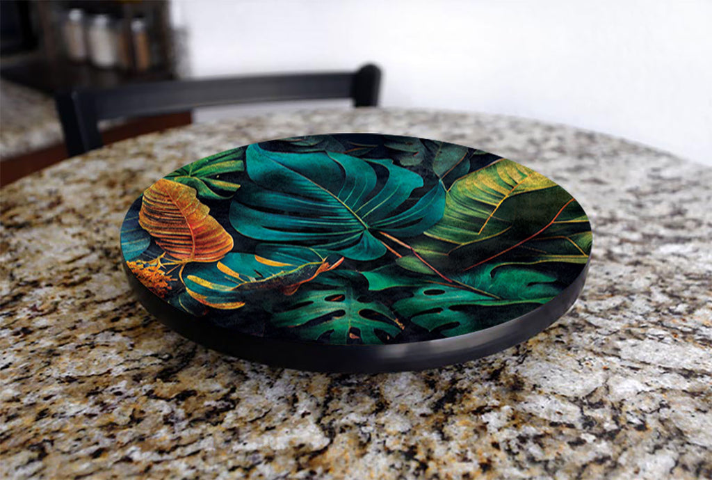 Tropical Leaves Design Lazy Susan - 3 Different Sizes - For Kitchen Ta ...
