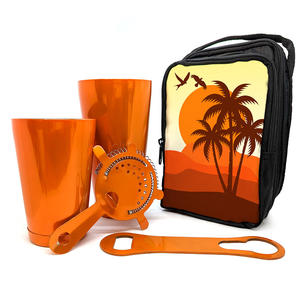 Bar Tote Set w/ Candy Orange Colored Bar Tools - Retro Sunset – Bar ...