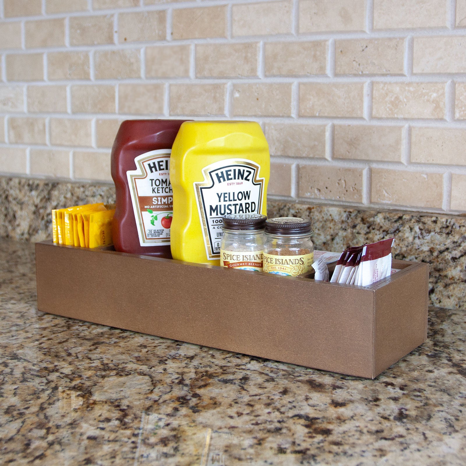 Wooden Condiment Caddy - Stain – Bar Supplies