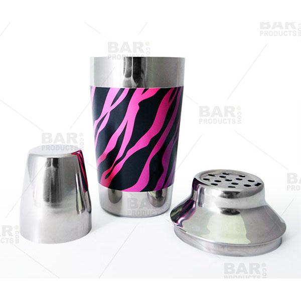 3 Piece Designer 16oz. Cocktail Shaker - Pink Zebra – Bar Supplies