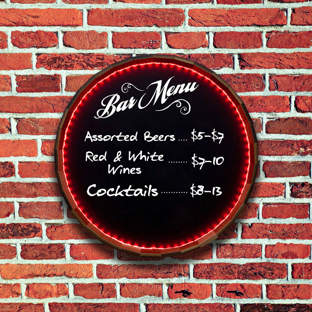 Bar & Menu LED Chalkboard Barrel Top Tavern Signs (Several Styles Avai ...