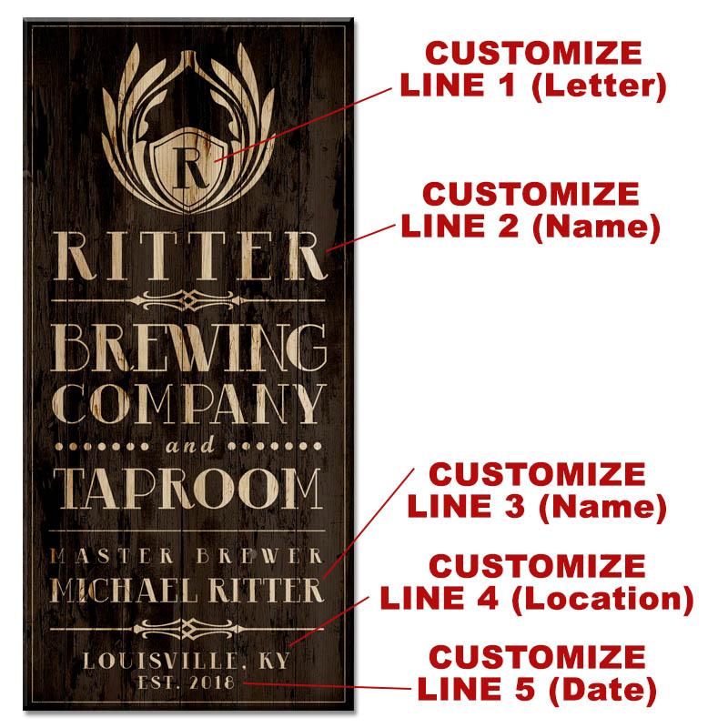 BREWING COMPANY - CUSTOMIZABLE Large Vintage Wooden Bar Sign - 11 3/4 ...