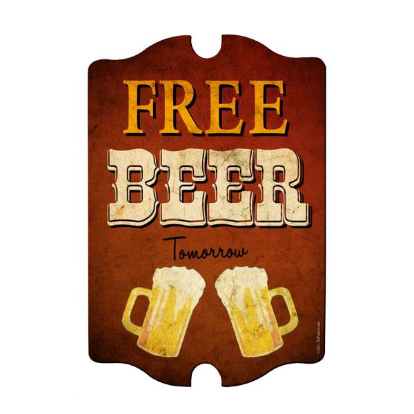 Free Beer Tomorrow Wood Bar Sign – Bar Supplies