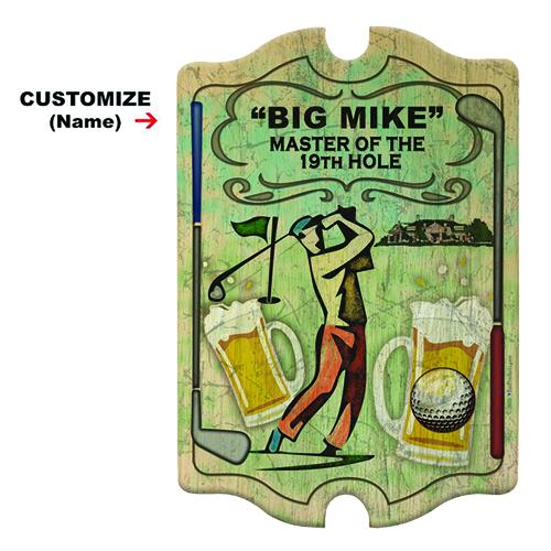 Customizable Wood Bar Sign - Tavern Shaped - Golf Theme – Bar Supplies