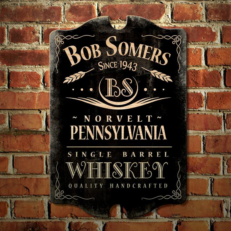 Custom Tavern Shaped Wood Bar Sign - Single Barrel Whiskey – Bar Supplies