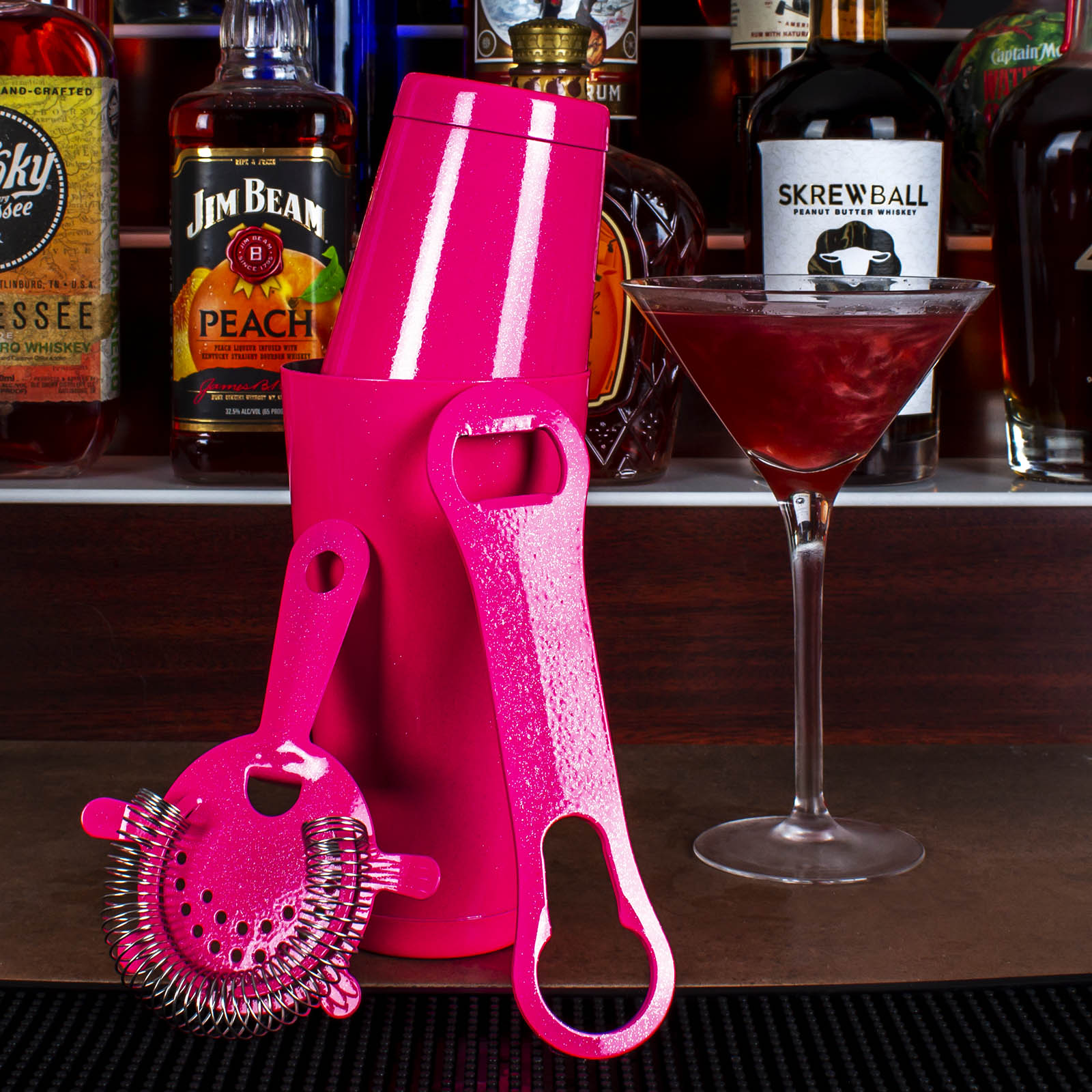 4 Piece Bar Set With V-Rod® - Pink Glitter – Bar Supplies