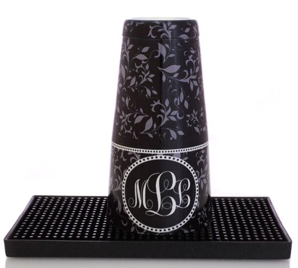Monogram Gray Swirls Cocktail Shaker Tin - 28 oz weighted - ADD YOUR N ...