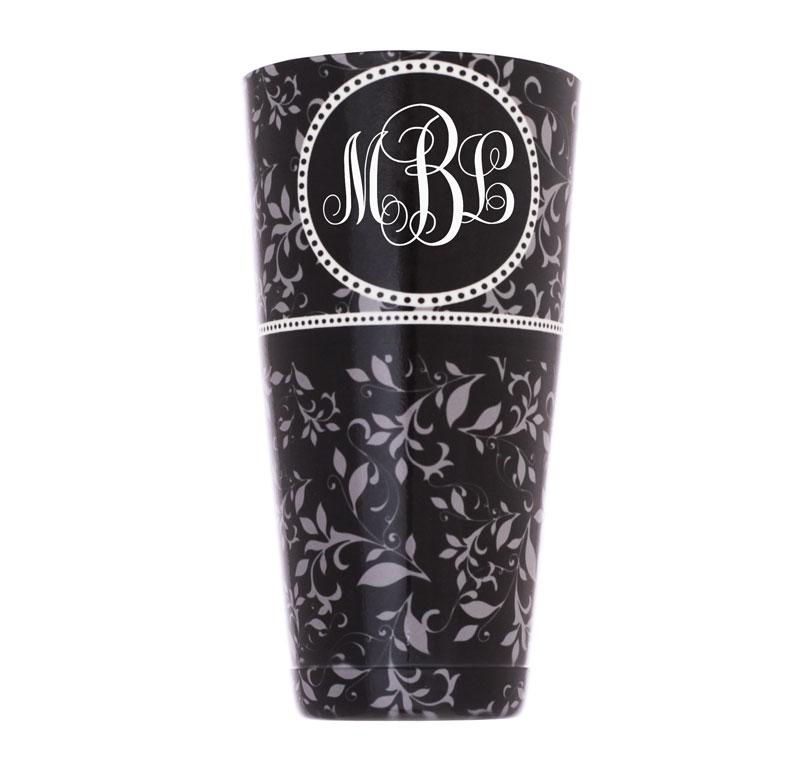 Monogram Gray Swirls Cocktail Shaker Tin - 28 oz weighted - ADD YOUR N ...