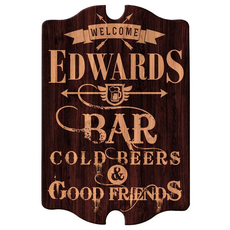 Bar Welcome - Custom Tavern Shaped Wood Bar Sign – Bar Supplies
