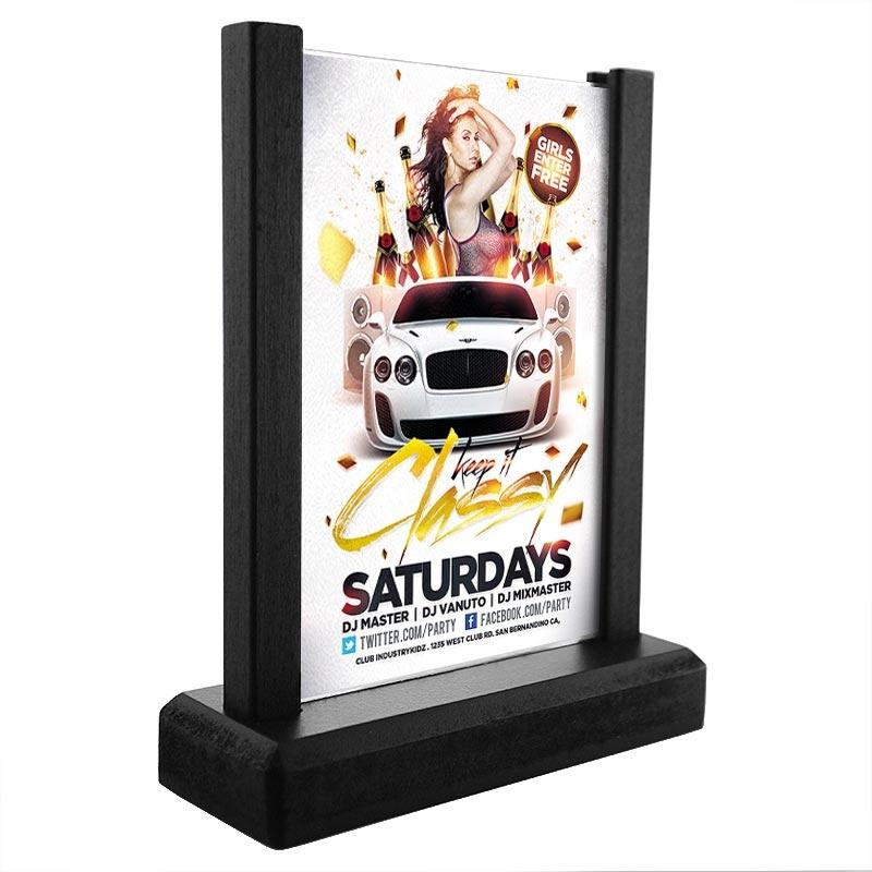 Wooden Table Stand for Flyers, Menus and Events – 6.75” x 4.5” Double ...