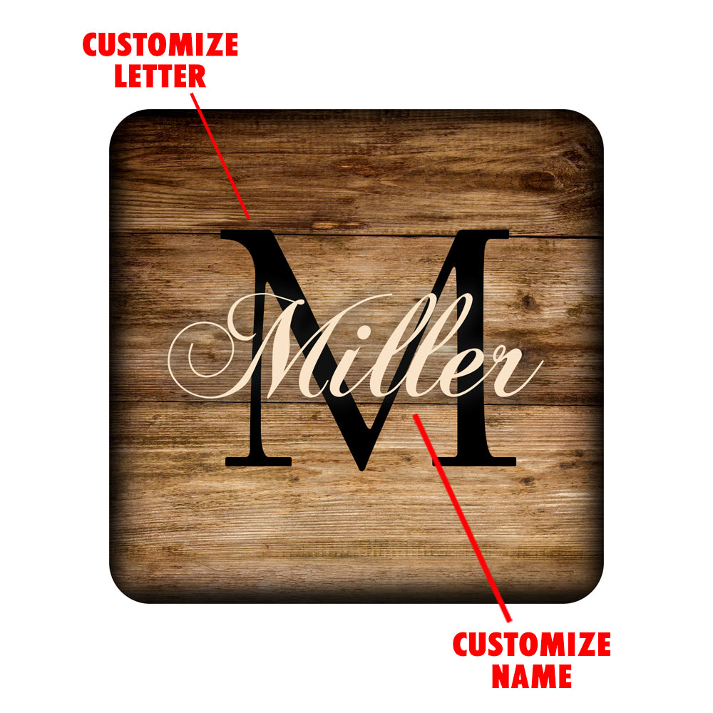 Customizable Wooden Square Coasters - Monogram - Set of 4 – Bar Supplies