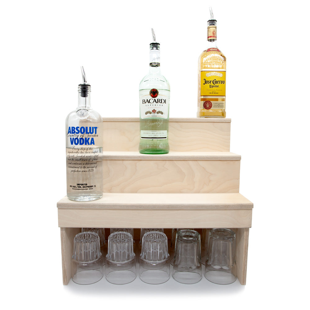 Wood Under Storage Liquor Shelves - 3 Tier - Natural (Multiple Sizes A ...
