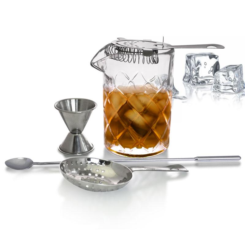 5 piece Diamond Pattern Professional Stirred Cocktail Set – Bar Supplies
